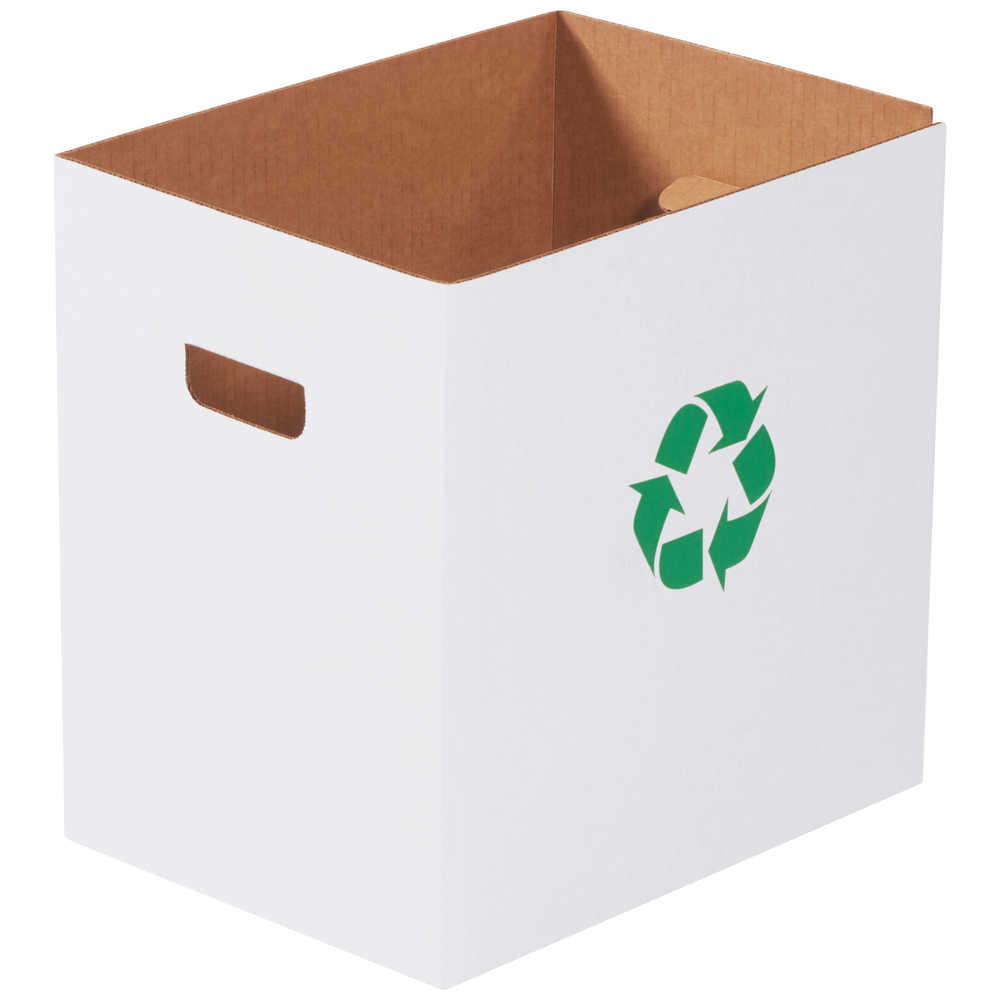 Corrugated Trash Cans with Recycle Logo - 7 Gallon | OfficeSupply.com