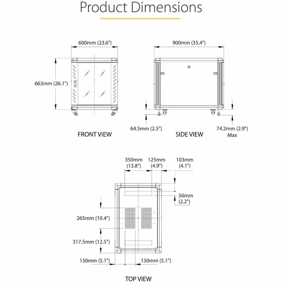 StarTech 4-Post 12U Server Rack Cabinet, 19" Data Rack Cabinet for ...