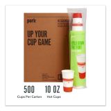 Perk Paper Hot Cups, 16 oz, White/Orange, 500/Carton | OfficeSupply.com