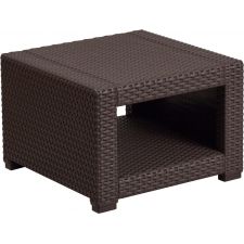 Seneca Chocolate Brown Faux Rattan End Table | OfficeSupply.com