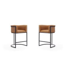Cosmopolitan Counter Stool in Camel and Black (Set of 2) | OfficeSupply.com