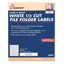 SKILCRAFT 1/3 Cut Permanent Inkjet/Laser File Folder Labels, Rectangle ...