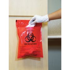 Unimed Stick-On Biohazard Infectious Waste Bags, 2.6 Quarts, Red, Box ...