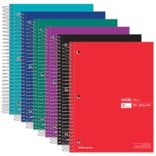 Wirebound Notebooks, 8" x 10-1/2", 5 Subjects, Wide Ruled, 180 Sheets ...