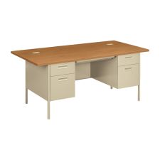 HON Metro Classic 72"W Double-Pedestal Computer Desk, Harvest/Putty ...