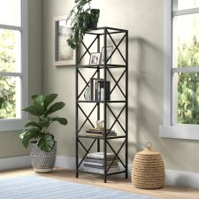 Celine 18" Wide Rectangular Bookcase in Blackened Bronze | OfficeSupply.com