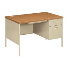 HON Metro Classic 48"W Single-Pedestal Computer Desk, Harvest/Putty ...