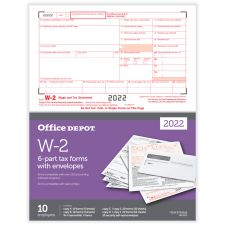 W-2 Laser Tax Forms And Envelopes, 6-Part, 2-Up, 8-1/2" x 11", Pack Of ...
