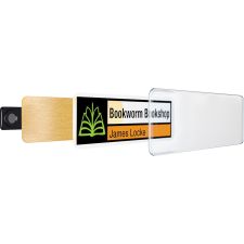 The Mighty Badge Name Badge Kit, Inkjet Inserts, 1 x 3, White/Gold, 10 ...