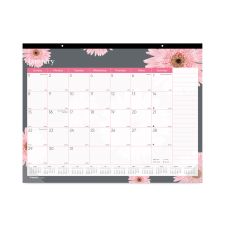 Brownline Monthly Desk Pad Calendar, Pink Daisy Artwork, 22 x 17, Pink ...