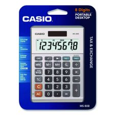 Casio MS80B 8-Digit Battery and Solar Basic Calculator, LCD, Silver ...