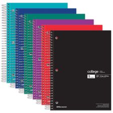 Wirebound Notebooks, 8 1/2" x 11", 5 Subjects, College Ruled, 180 ...