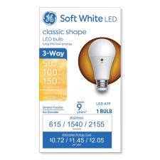 GE Classic LED SW Non-Dim A19 Light Bulb, 3-Way: 6 W - 12 W - 17 W ...