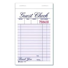 Adams One-Part Guest Check Pad, One-Part (No Copies), 3.35 x 4.94, 100 ...