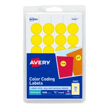 Avery Removable Color-Coding Labels, 5462, Round, 3/4" Diameter, Yellow ...