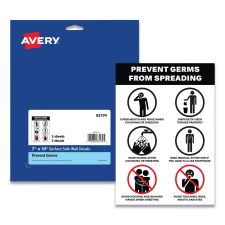 Avery Preprinted Surface Safe Wall Decals, 7 x 10, Prevent Germs from ...
