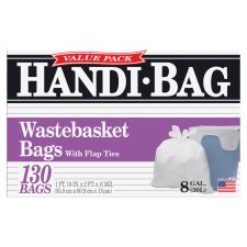 Handi-Bag Super Value Pack Can Liners, 8 gal, 0.6 mil, 22" x 24", White ...