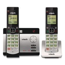 Vtech CS5129-2 Two-Handset Cordless Telephone System, Silver/Black ...