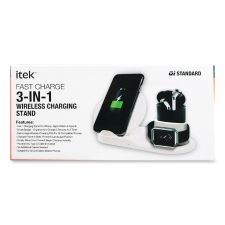 Itek 3-in-1 Qi Wireless Charging Stand, USB-C Cable, Black ...