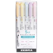 Zebra Mildliner Double Ended Marker Bold & Fine Point 5/Pkg ...
