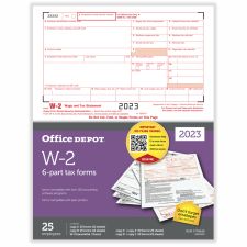 W-2 Laser Tax Forms, 6-Part, 2-Up, 8-1/2" x 11", Pack Of 25 Form Sets ...