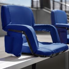 Malta Blue Portable Lightweight Reclining Stadium Chair with Armrests ...