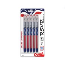 Pentel R.S.V.P. Stars & Stripes Ballpoint Pens, Pack Of 5, Medium Point ...