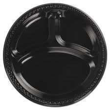 Chinet Heavyweight Plastic 3-Compartment Plates, 10-1/4", Black, 125 ...