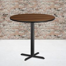 Stiles 42'' Round Walnut Laminate Table Top with 33'' x 33'' Bar Height ...
