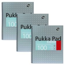 PUKKA PAD Letter Size Notebook, 1-Subject, Medium/College Rule, Silver ...