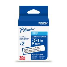 Brother P-touch TZe2212PK Laminated, 3/8" x 26.2 ft (9mm x 8m), Black ...