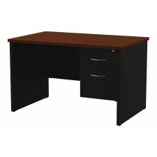 Lorell Modular 48"W x 30"D Right Pedestal Desk, Black/Walnut ...
