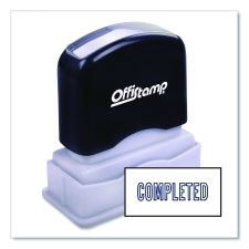 Offistamp Pre-Inked Message Stamp, COMPLETED, 1.63" x 0.38", Blue Ink ...