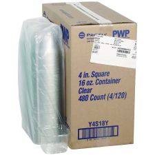 Pactiv Evergreen PET Square Container, 16 oz, 4 x 4 x 3, Clear, Plastic ...