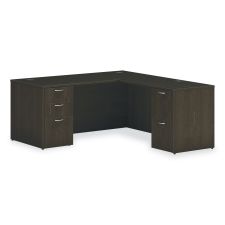 HON Mod L-Station Double Pedestal Desk Bundle, 66" x 72" x 29", Java ...