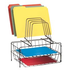 Fellowes Double Tray With 6-Section Step File, 14"H x 13 7/8"W x 10 1/8 ...