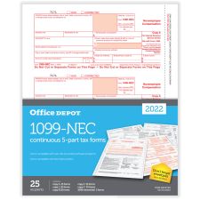 1099-NEC Continuous Tax Forms, 5-Part, 3-Up, 9" x 11", Pack Of 25 Form ...