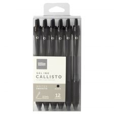Callisto Retractable Gel Ink Pens, Medium Point, 0.7 mm, Black Barrel ...