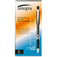 Integra Premium Gel Ink Stick Pens, 0.7 mm, Black Ink, Pack Of 12 Pens ...