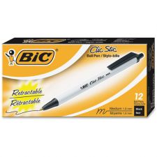 BIC Clic Stic Retractable Ballpoint Pens, Medium Point, 1.0 mm, White ...