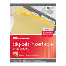 Insertable Dividers With Big Tabs, Buff, Clear Tabs, 5-Tab, Pack Of 4 ...
