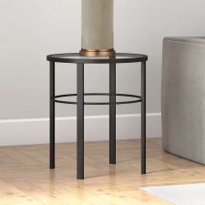 Gaia 20" Wide Round Side Table in Blackened Bronze | OfficeSupply.com