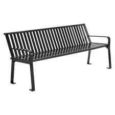 Global Industrial Steel Slat Benches with Back, 72" x 26" x 31", Black ...