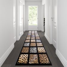 Menagerie Collection 3' x 10' Modern Animal Print Olefin Area Rug ...