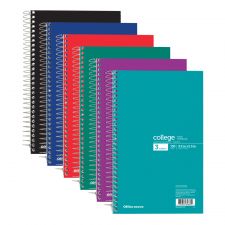 Wirebound Notebook, Perforated, 6" x 9 1/2", 3 Subjects, College Ruled ...