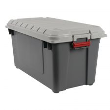 Plastic Storage Trunk With Handles/Latch Lid, 30" x 15 3/8" x 16", Gray ...