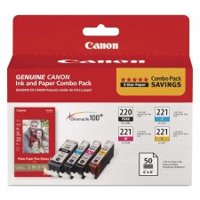 Canon 2945B011 (PGI-220/CLI-221) ChromaLife100+ Ink/Paper Combo, Black ...