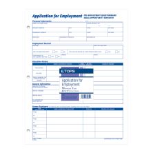 TOPS Employment Application Forms - 50 Sheet(s) - Gummed - 8.50" x 11 ...