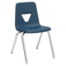 Lorell Classroom Student Stack Chairs, 18"H Seat, Navy/Silver, Set Of 4 ...