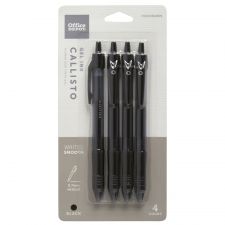 Callisto Retractable Gel Ink Pens, Medium Point, 0.7 mm, Black Barrel ...